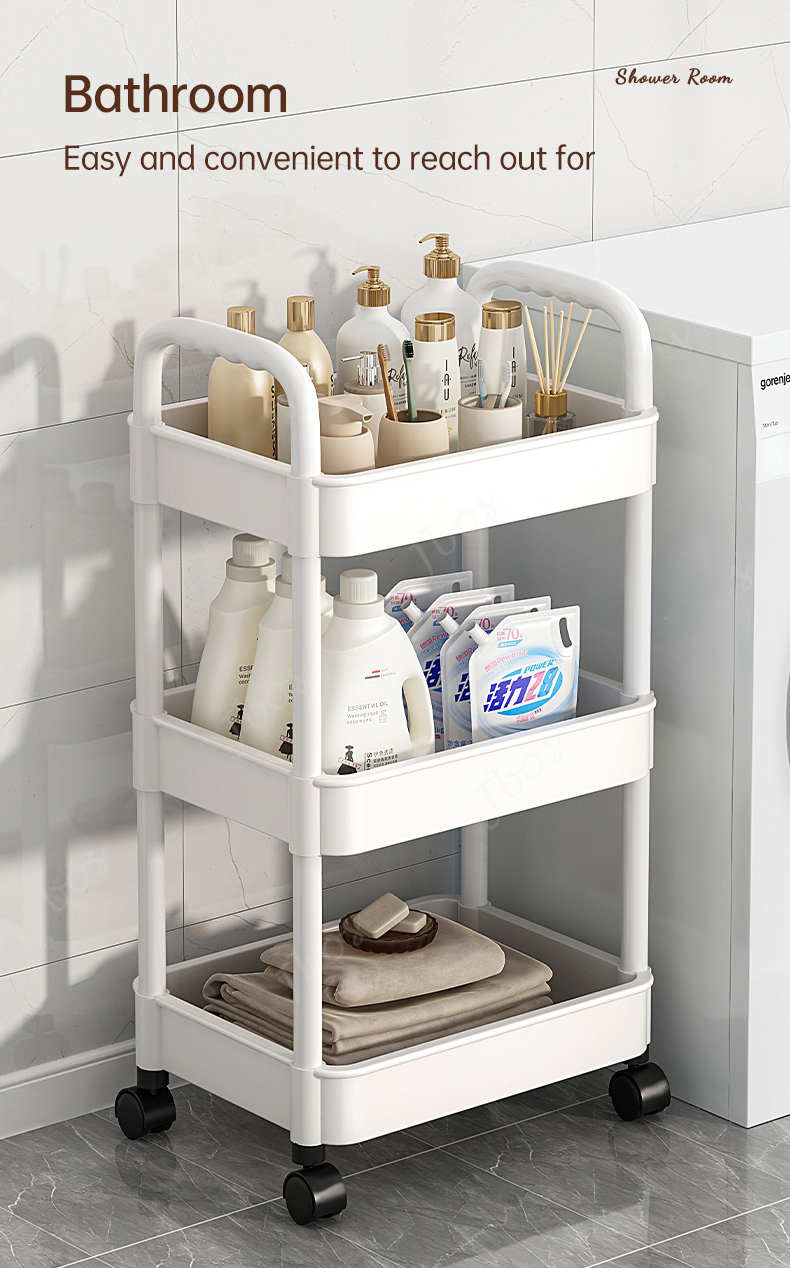 Removable Trolley Cart Organizer 3/4/5-Tier Plastic Utility Cart Moving ...