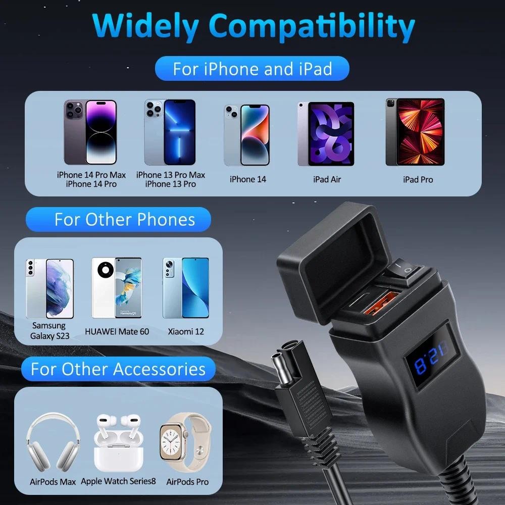 PD QC3.0 Motorcycle USB Fast Cellular Charger Waterproof Type C Port ...