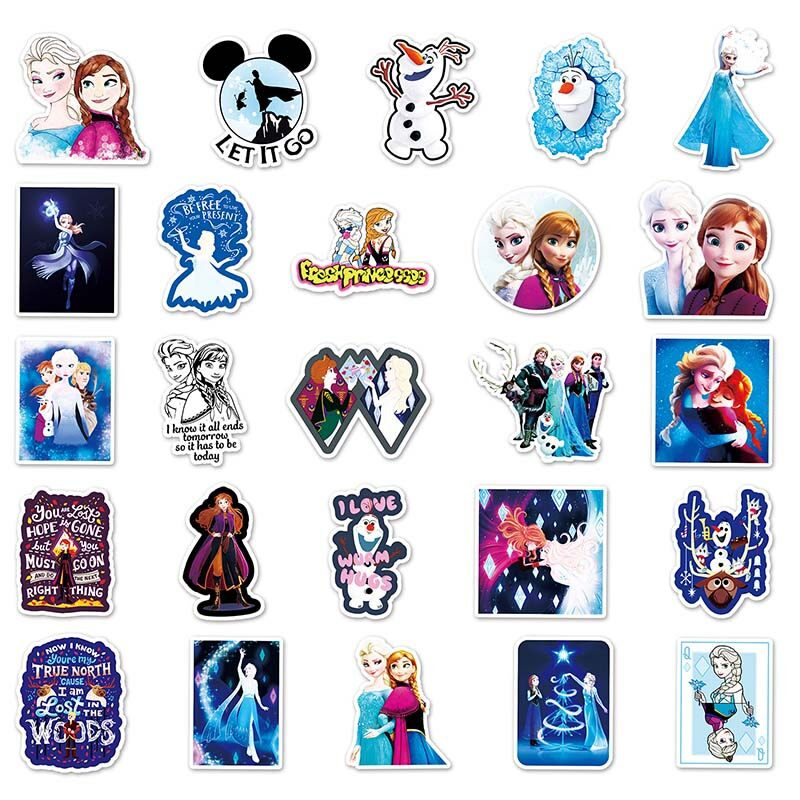 50PCS Disney Frozen Anna Elsa Movie Stickers Laptop Motorcycle Cute ...