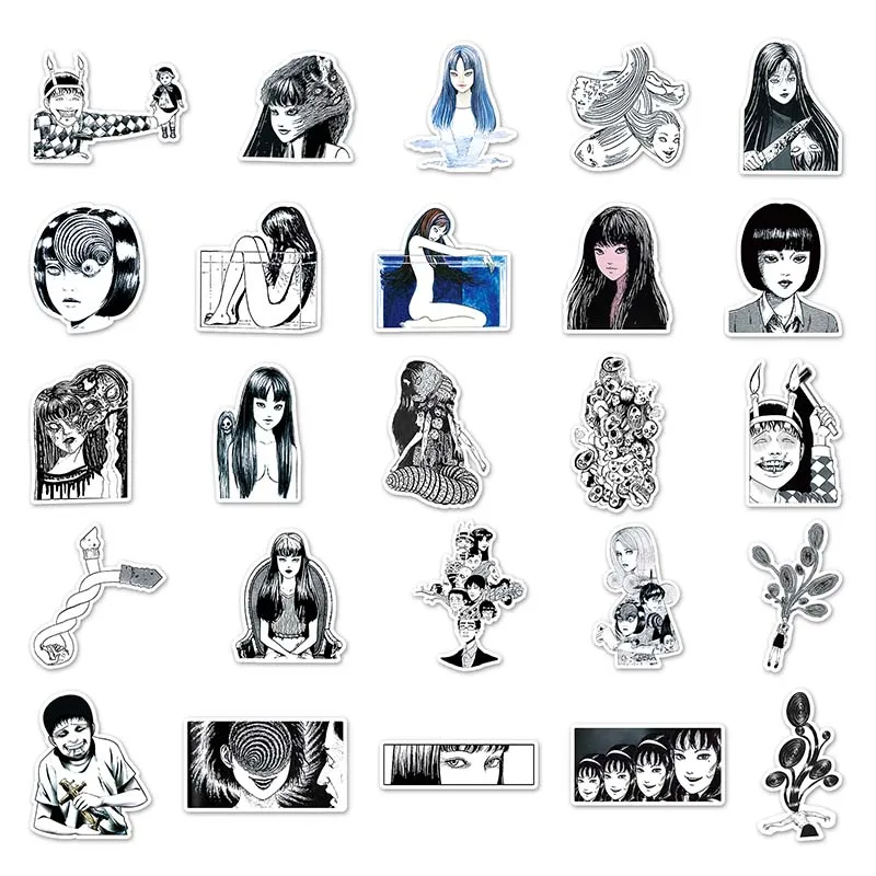 50pcs Kawakami Tomie Cartoon Stickers Horror Anime Girl Graffiti Decals ...