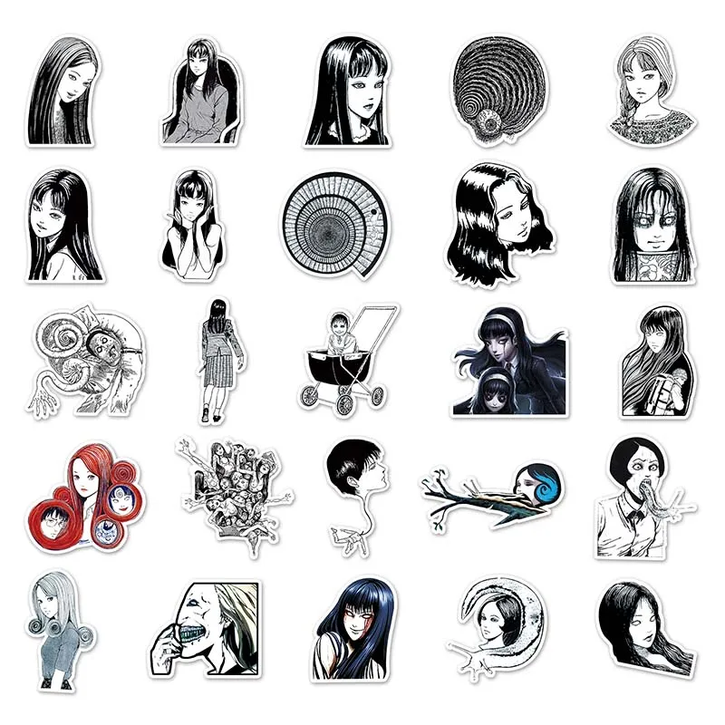 50pcs Kawakami Tomie Cartoon Stickers Horror Anime Girl Graffiti Decals ...