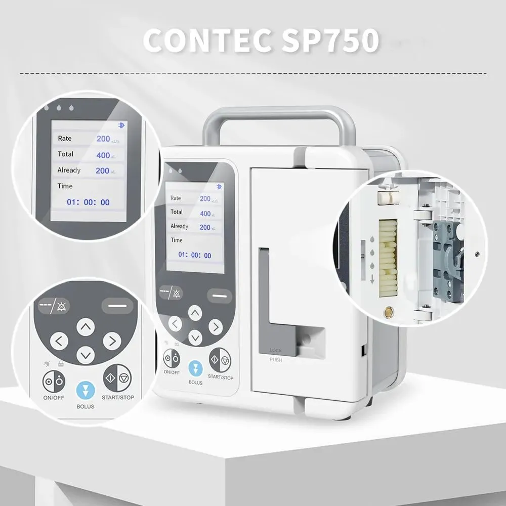 CONTEC Brand Syringe Pump SP750 LCD real-time Alarm Rechargeable ...
