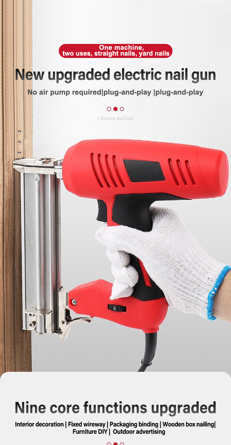 Portable Electric Nail Gun 220V 2500W Heavy-Duty Nail Gun Woodworking ...
