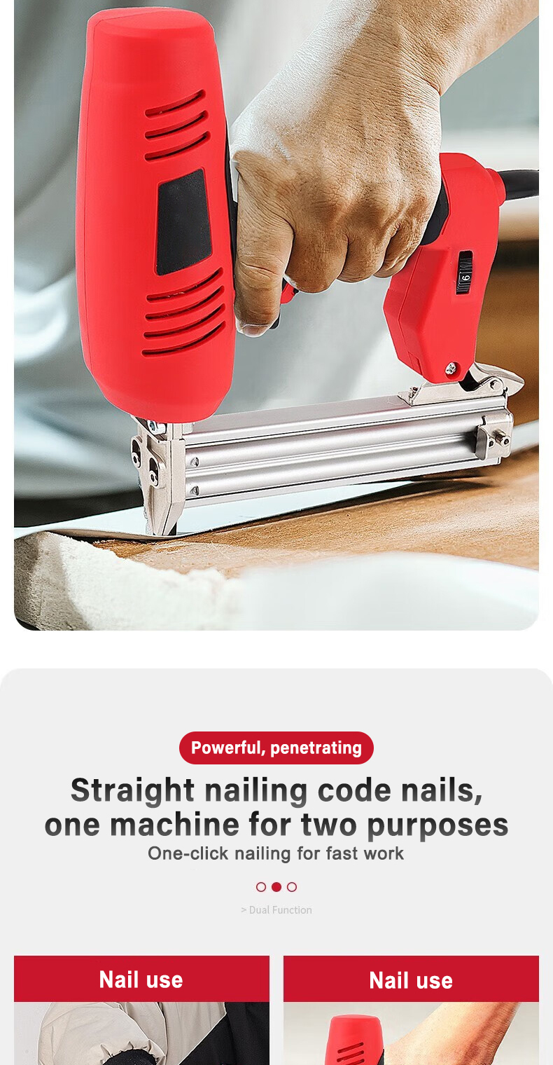 Portable Electric Nail Gun 220V 2500W Heavy-Duty Nail Gun Woodworking ...