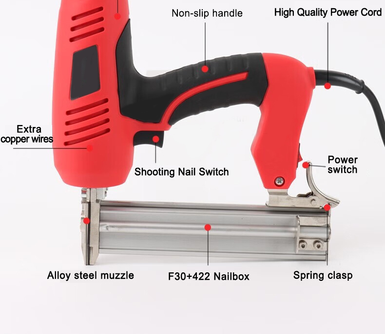 Portable Electric Nail Gun 220V 2500W Heavy-Duty Nail Gun Woodworking ...