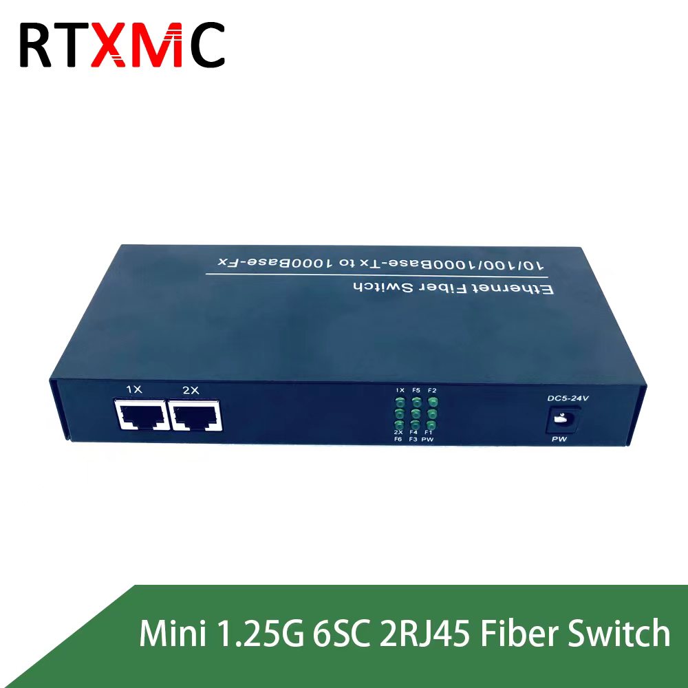 Fiber Switch 6 SC Port 2 RJ45 Port 10/100/1000mbps Ethernet Gigabit ...