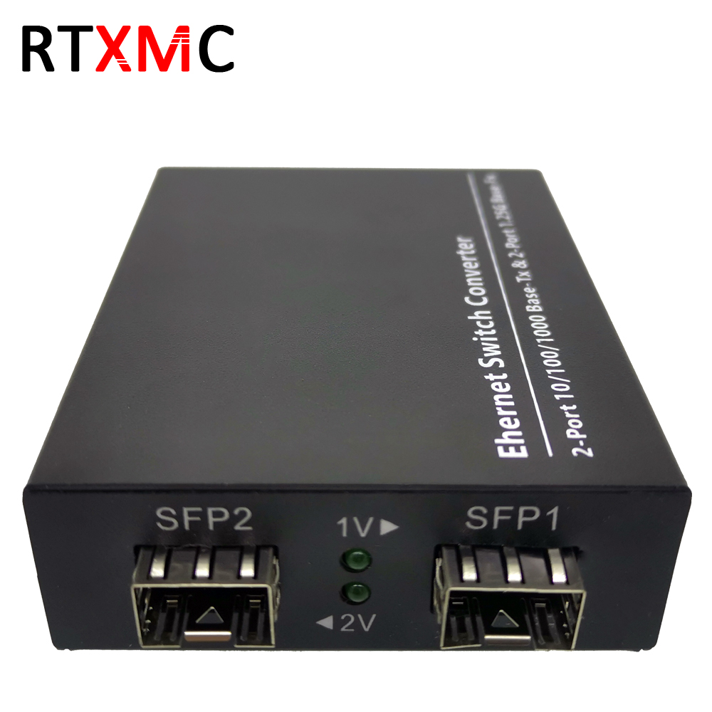 Fiber Switch 2 SFP Fiber Port 2 RJ45 2 UTP 10/100/1000Mbps Media ...