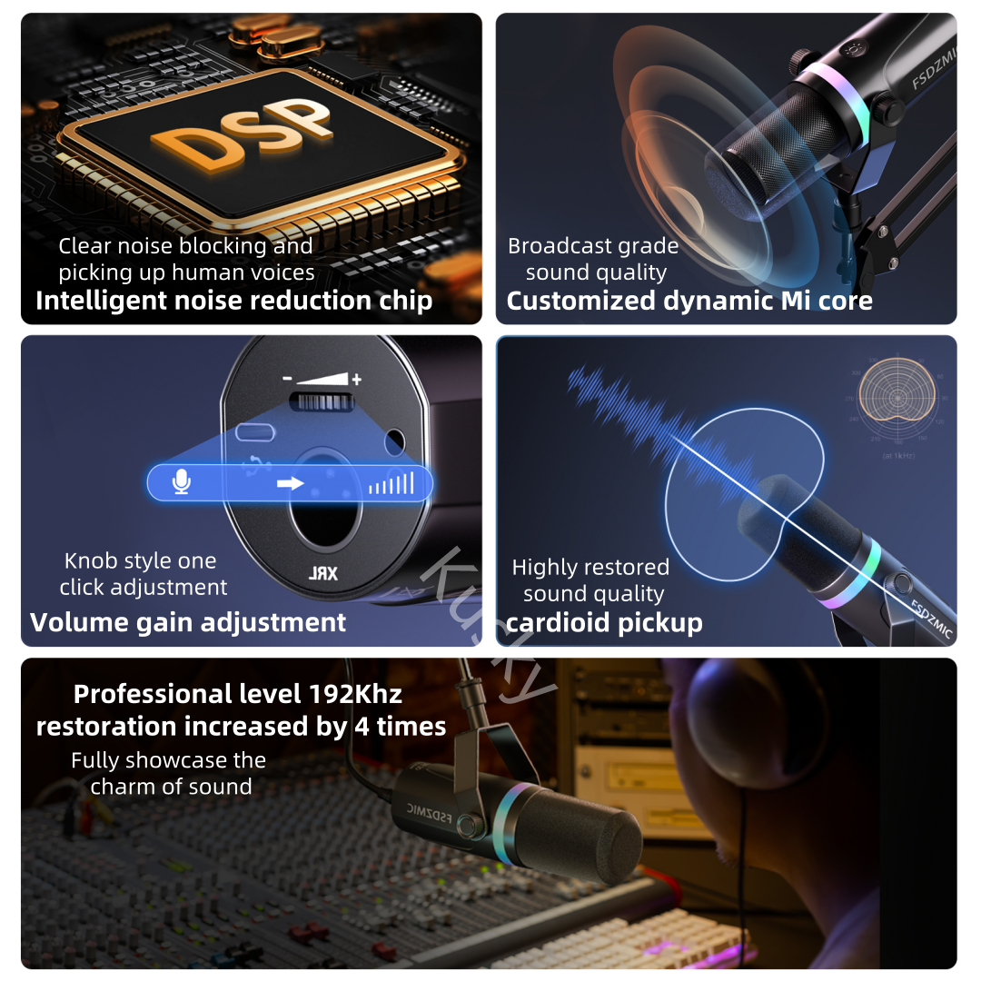 X100 live broadcast Sound Card FS200 USB/48V XLR Dual model microphone ...