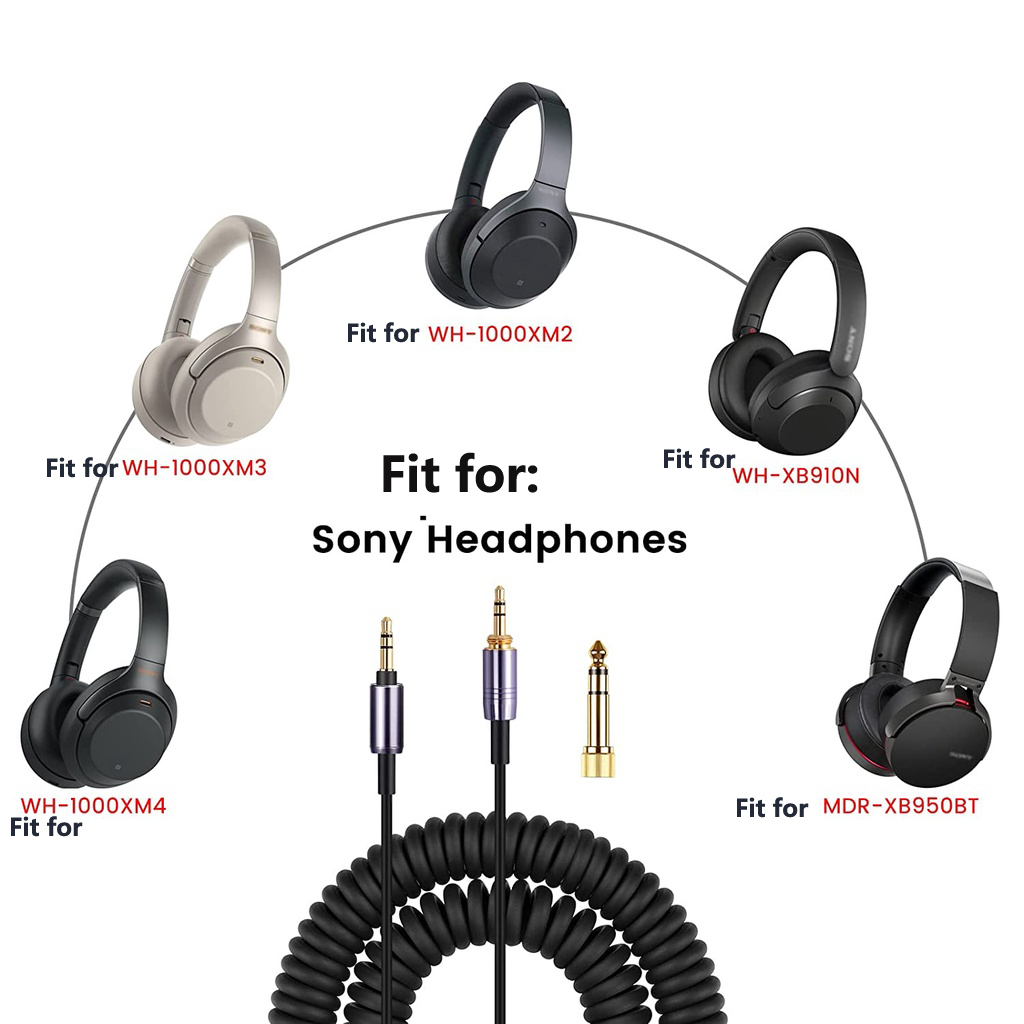1000XM5 Coiled Audio Cable Replacement for Sony WH-1000XM4, WH-1000XM3 ...