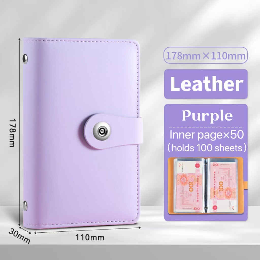 A6 100 envelope money saving challenge, PU leather binder money saving ...