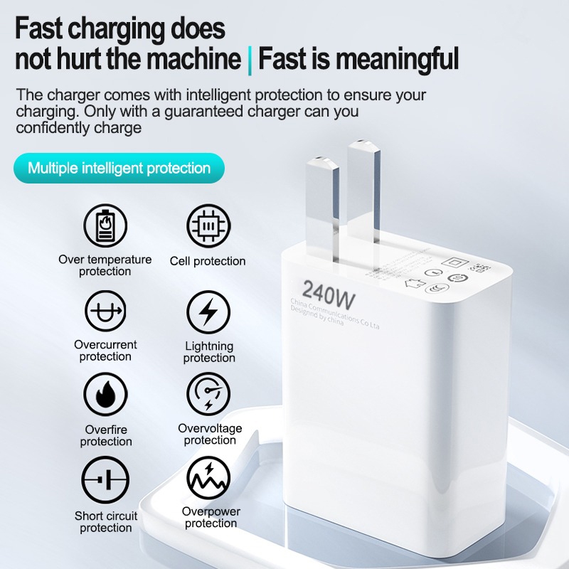 Super Fast Charging Adaptor 240W US Plug USB A USB C Fast Charger for ...