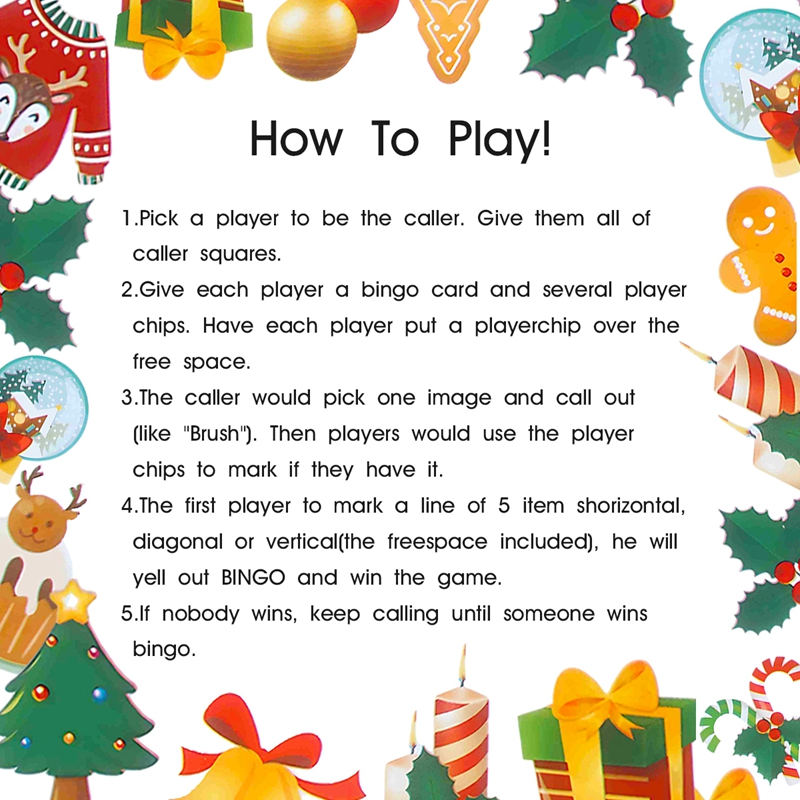 Merry Christmas Bingo Game for Kids Christmas Game with Reward Sticker ...