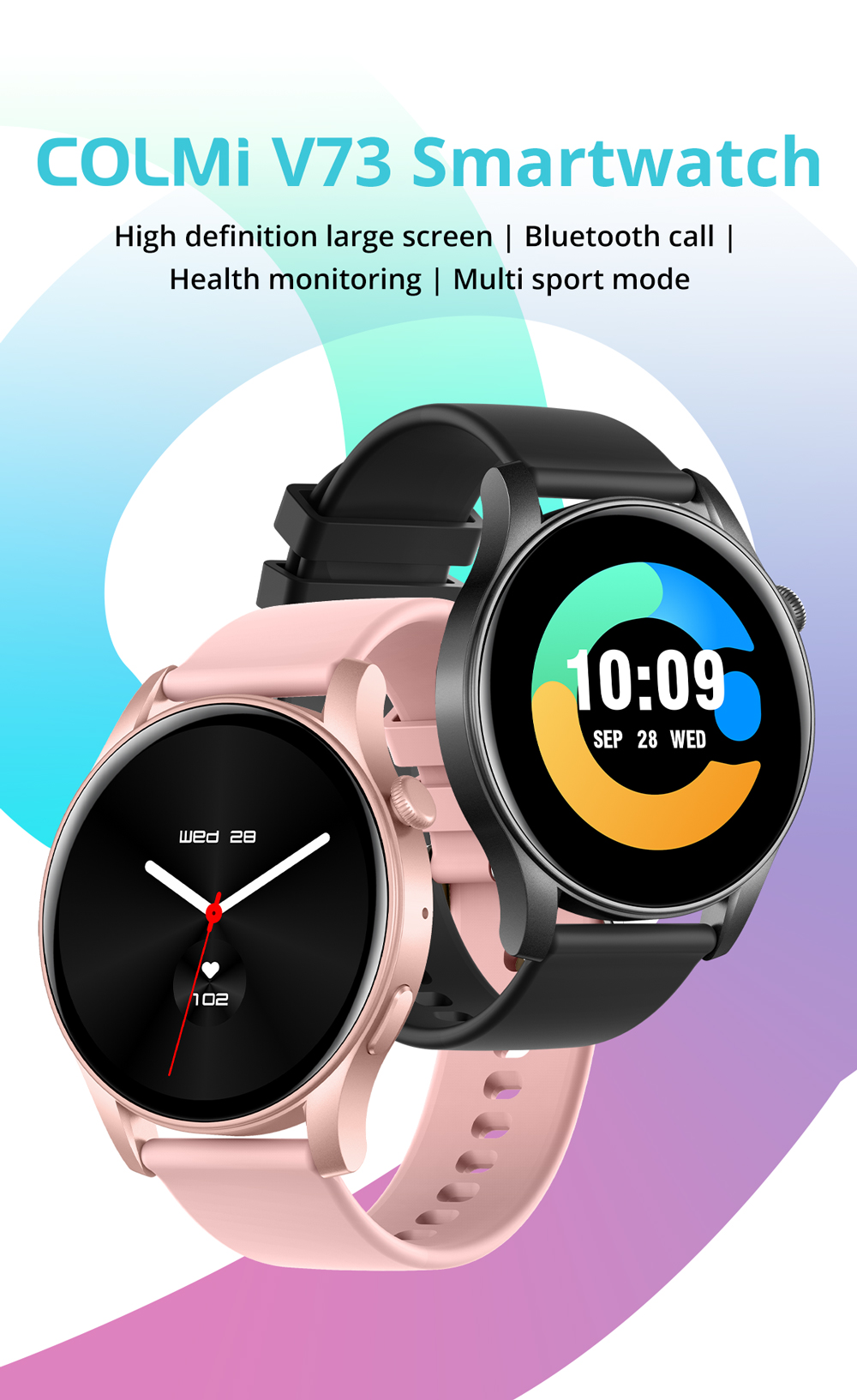 COLMI V73 Amoled Screen Smart Watch Bluetooth Calling IP67 Waterproof ...