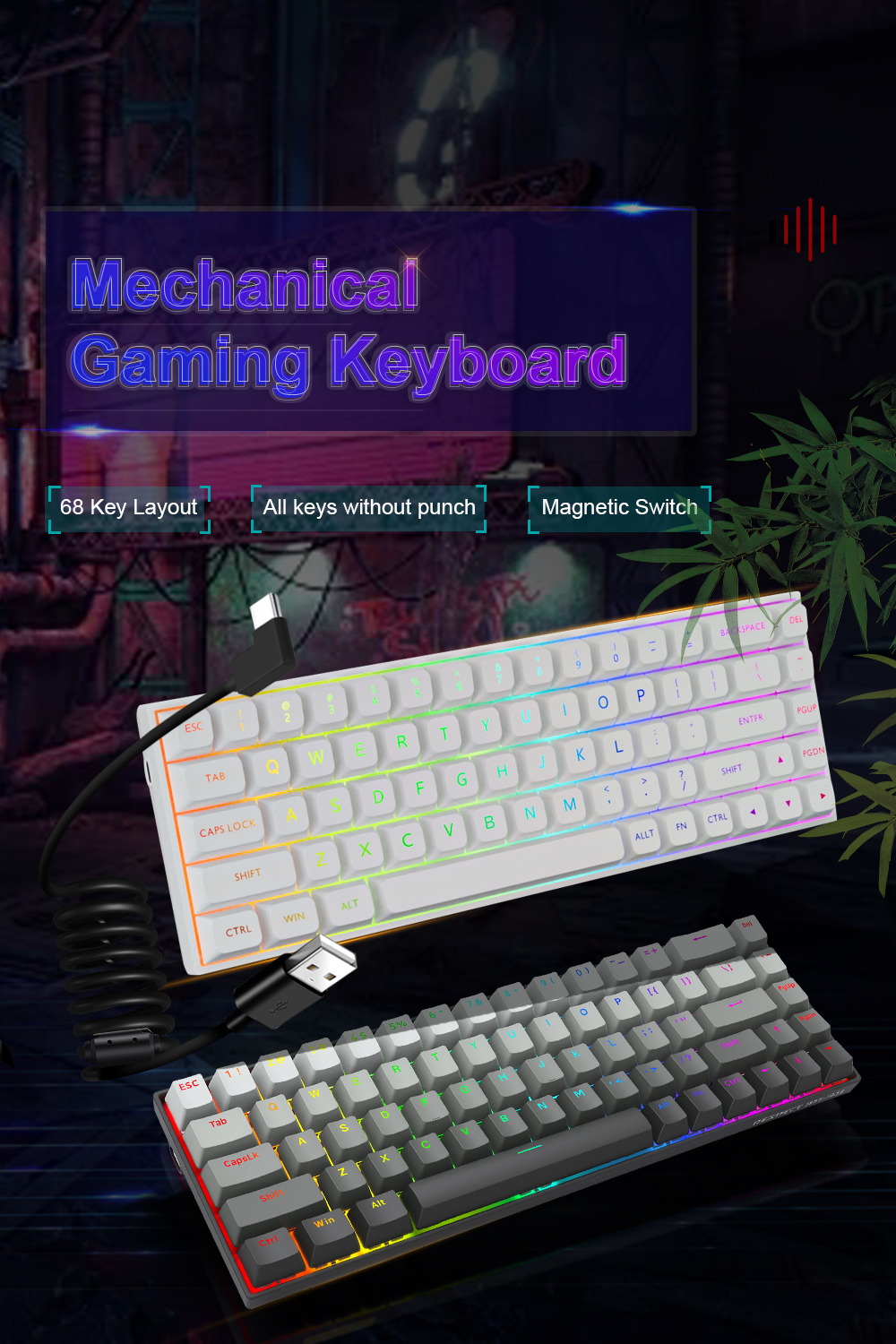 E-YOOSO Hz-68 RGB USB Mini 8K RT Mechanical Gaming Keyboard Magnetic ...
