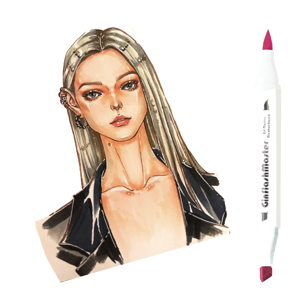 Ginflash 24 Skin Tone Brush&Chisel Tip Art Marker Pen Brush Pen Sketch ...