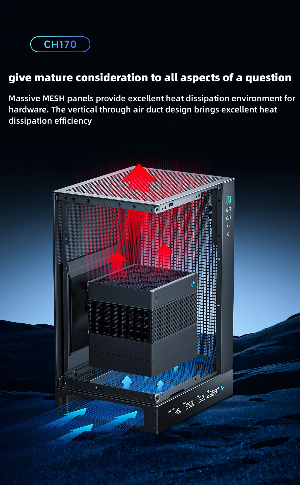 Deepcool CH170 DIGITAL computer ITX small case display screen 240 water ...