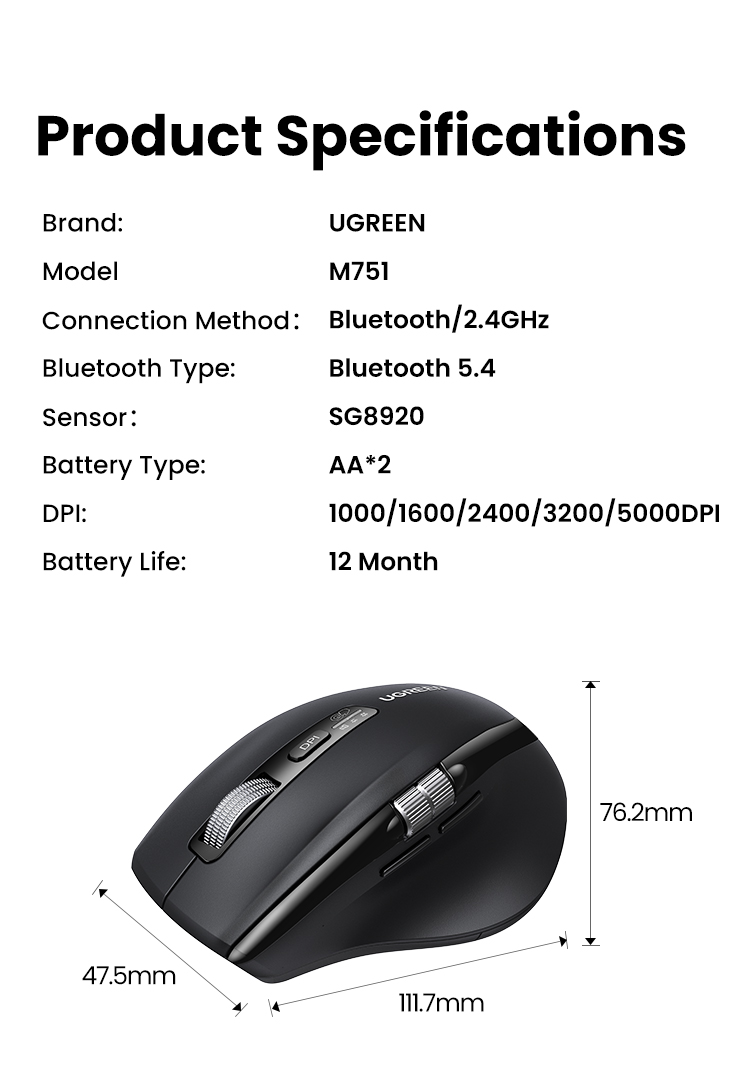 UGREEN Hyper-Fast Scroll Wireless Mouse Bluetooth 5.4 2.4G Ergonomic ... UGREEN Hyper-Fast Scroll Wireless Mouse Bluetooth 5.4 2.4G Ergonomic ...