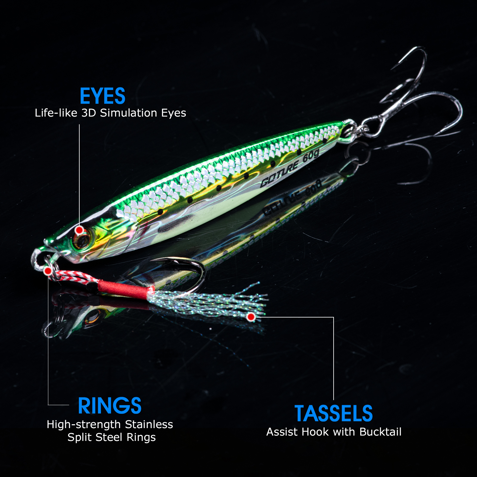 Goture Fast Jig Fishing Lure Metal Jigging Lure Lead Vertical Fast ...