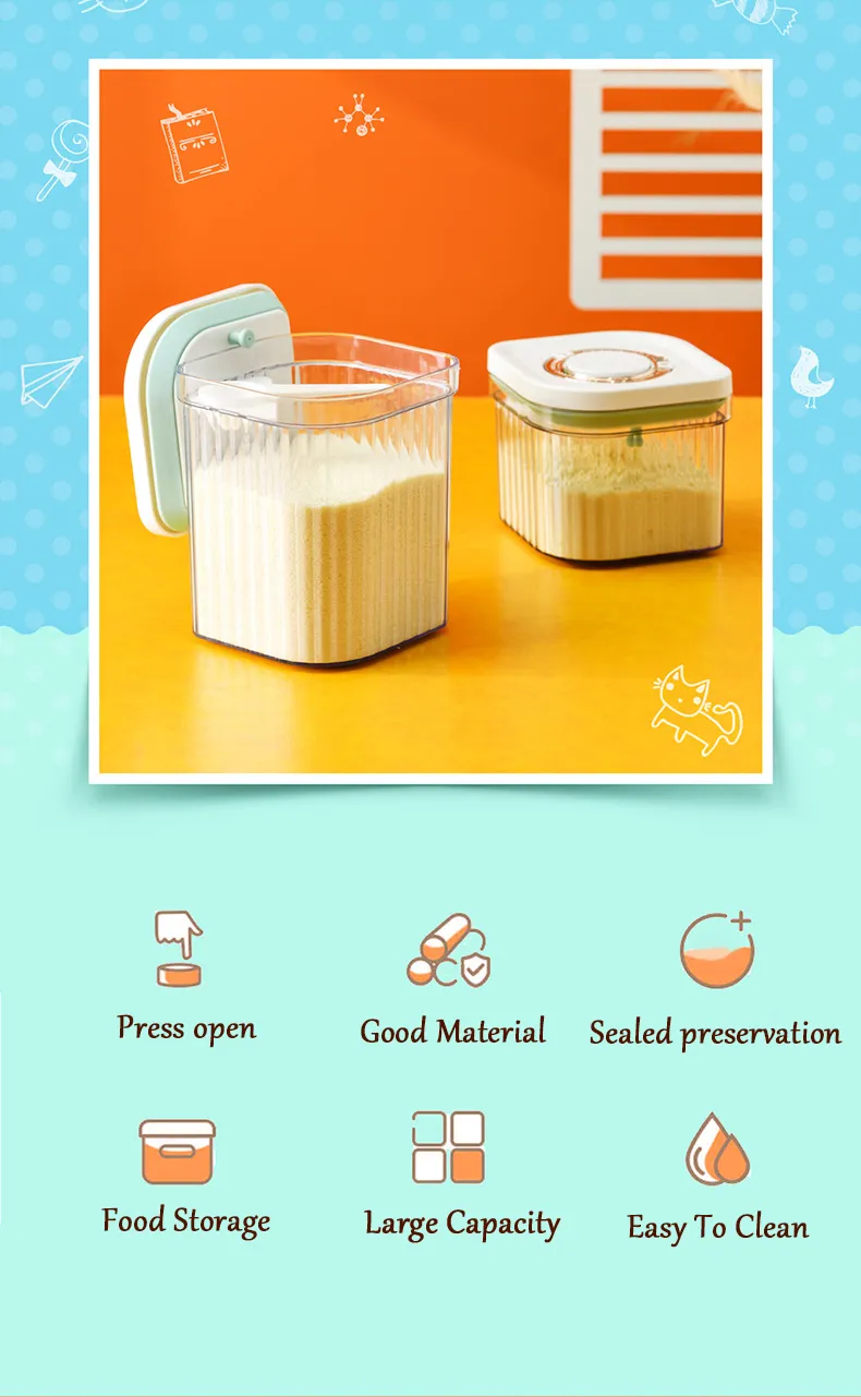 Baby 1200ML Milk Powder Box,Air pressure Lock Keep Wet Air Out Box ...