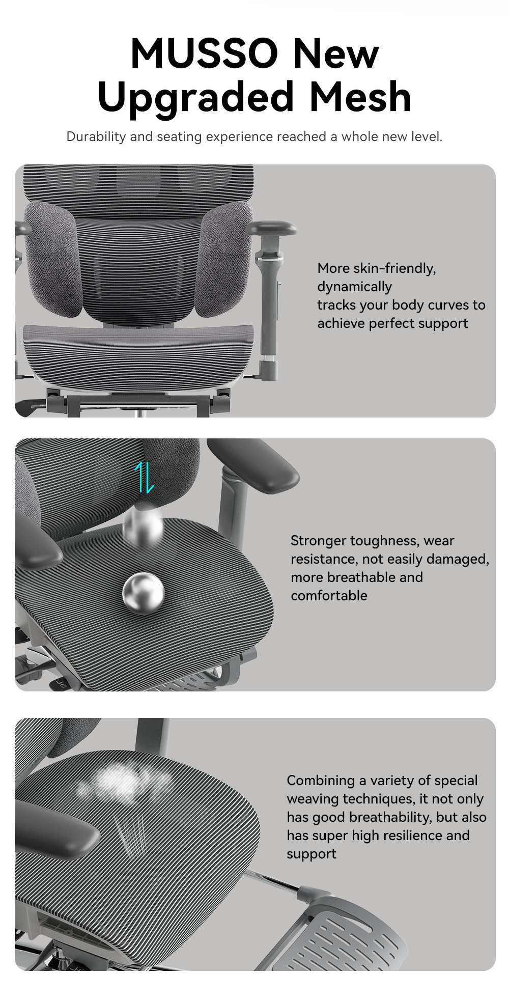 MUSSO H80 PRO Ergonomic Chair Adjustable Headrest with Adjustable ...