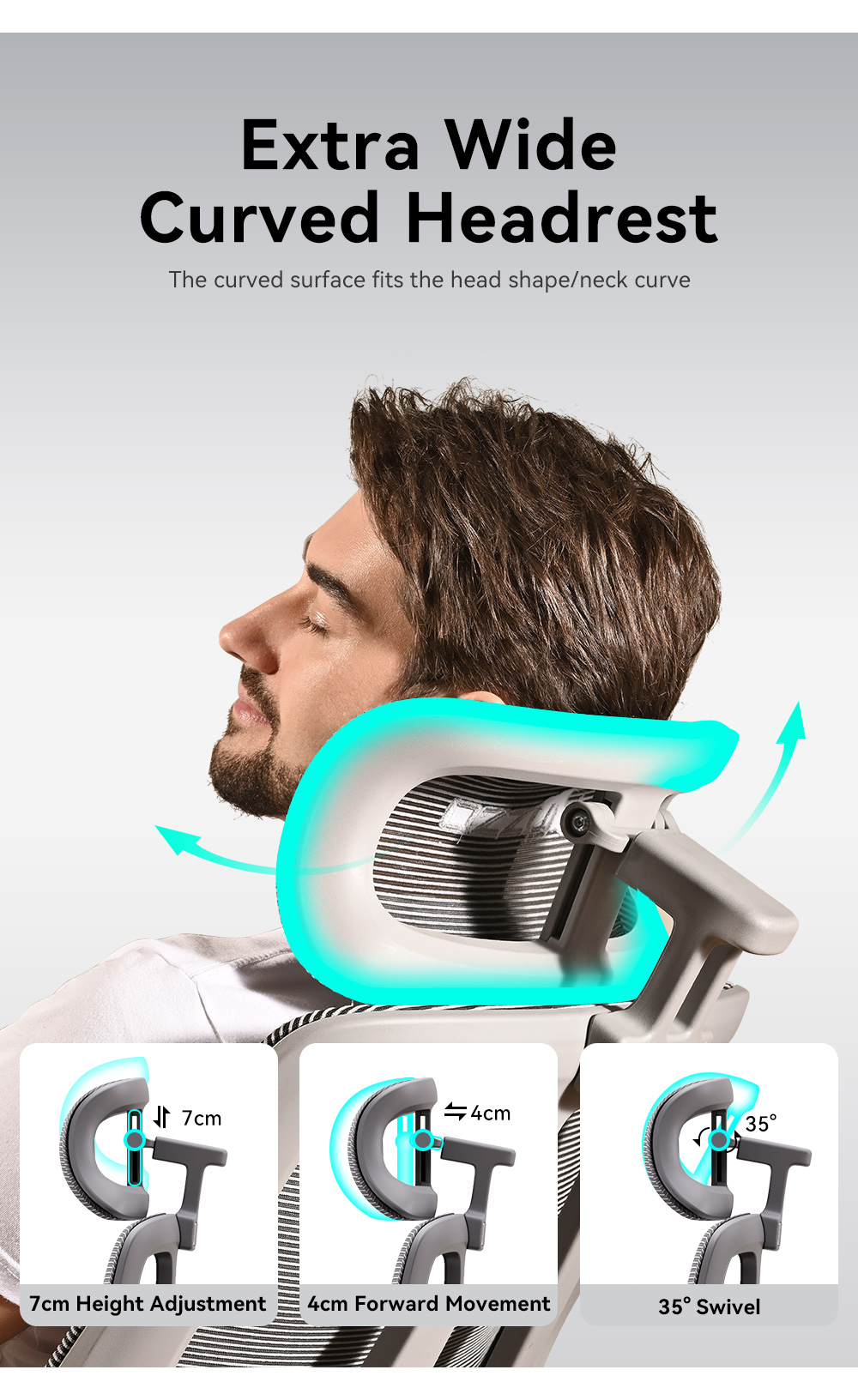 MUSSO H80 PRO Ergonomic Chair Adjustable Headrest with Adjustable ...