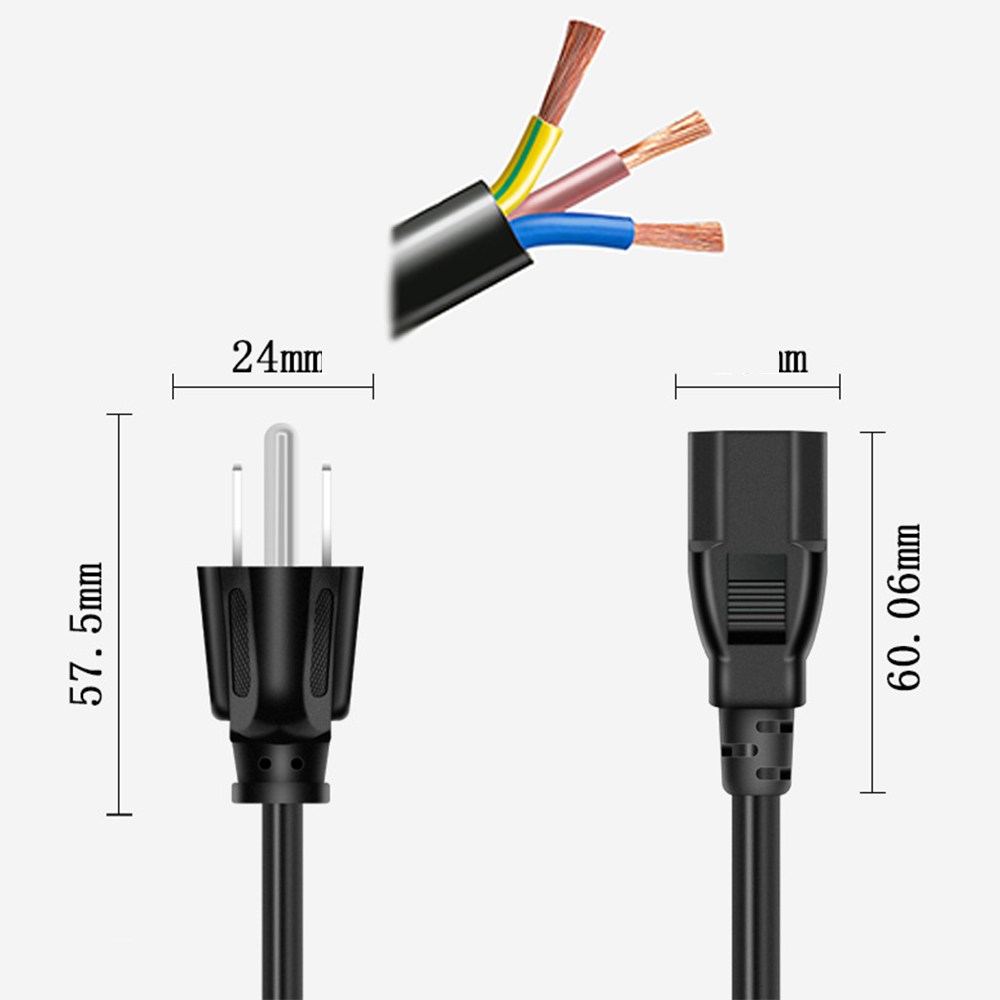 1.2m US Power Cable Euro Plug IEC C13 AC Power Supply Cable Extension ...