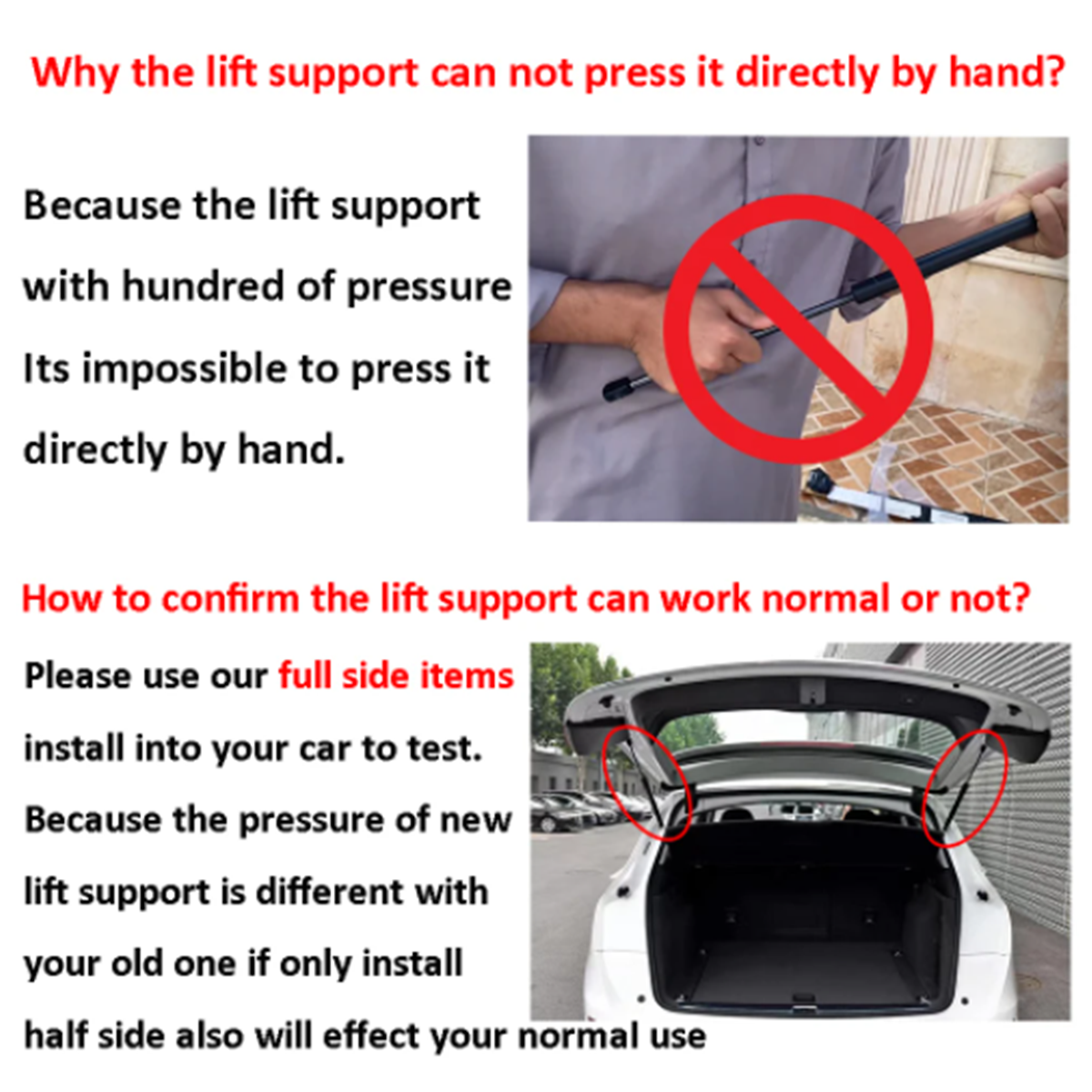 Universal 2Pcs 300N 300-600mm Car Gas Struts Rear Trunk Tailgate Boot ...