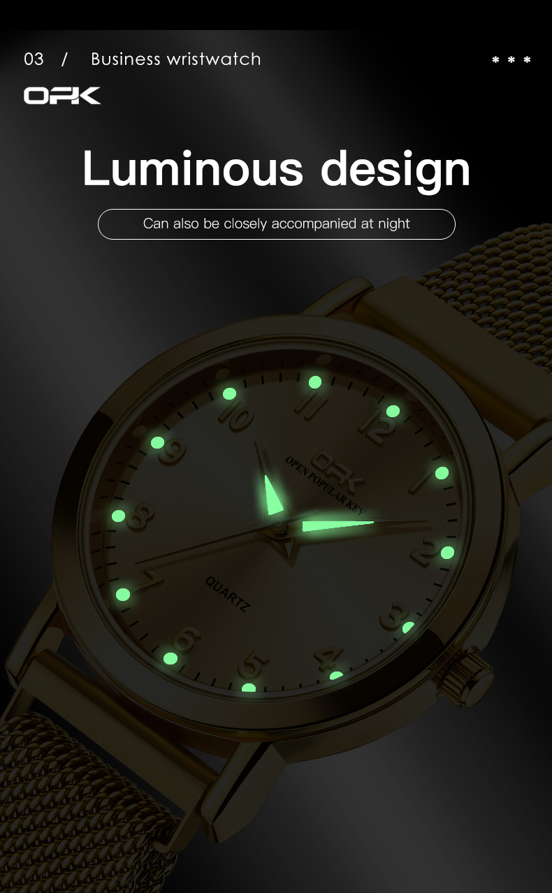 OPK Watch For Women Waterproof Original Stainless Steel Quartz Gold ...