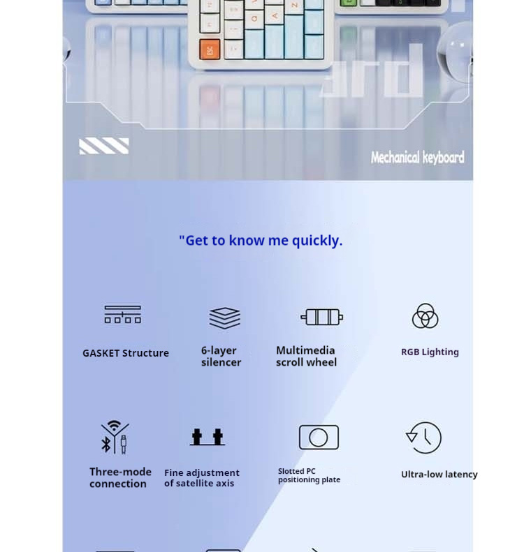 AZZOR K98 96-key RGB light effect custom mechanical keyboard Wireless three-mode Bluetooth ...