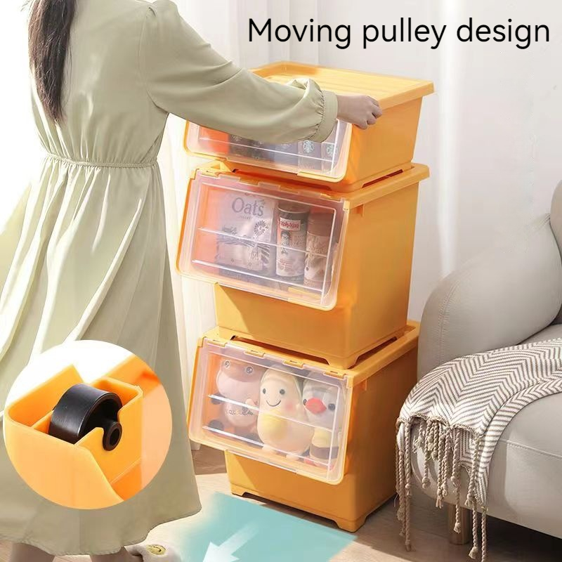 【Happy Home】Flip Top Storage Box Organizer Plastic Stackable ...