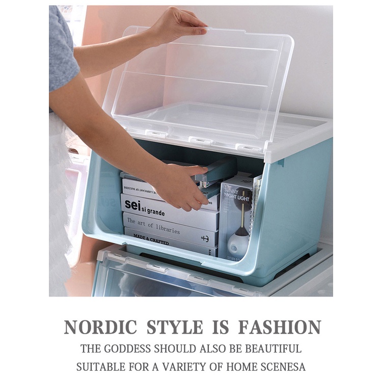 【Happy Home】Flip Top Storage Box Organizer Plastic Stackable ...