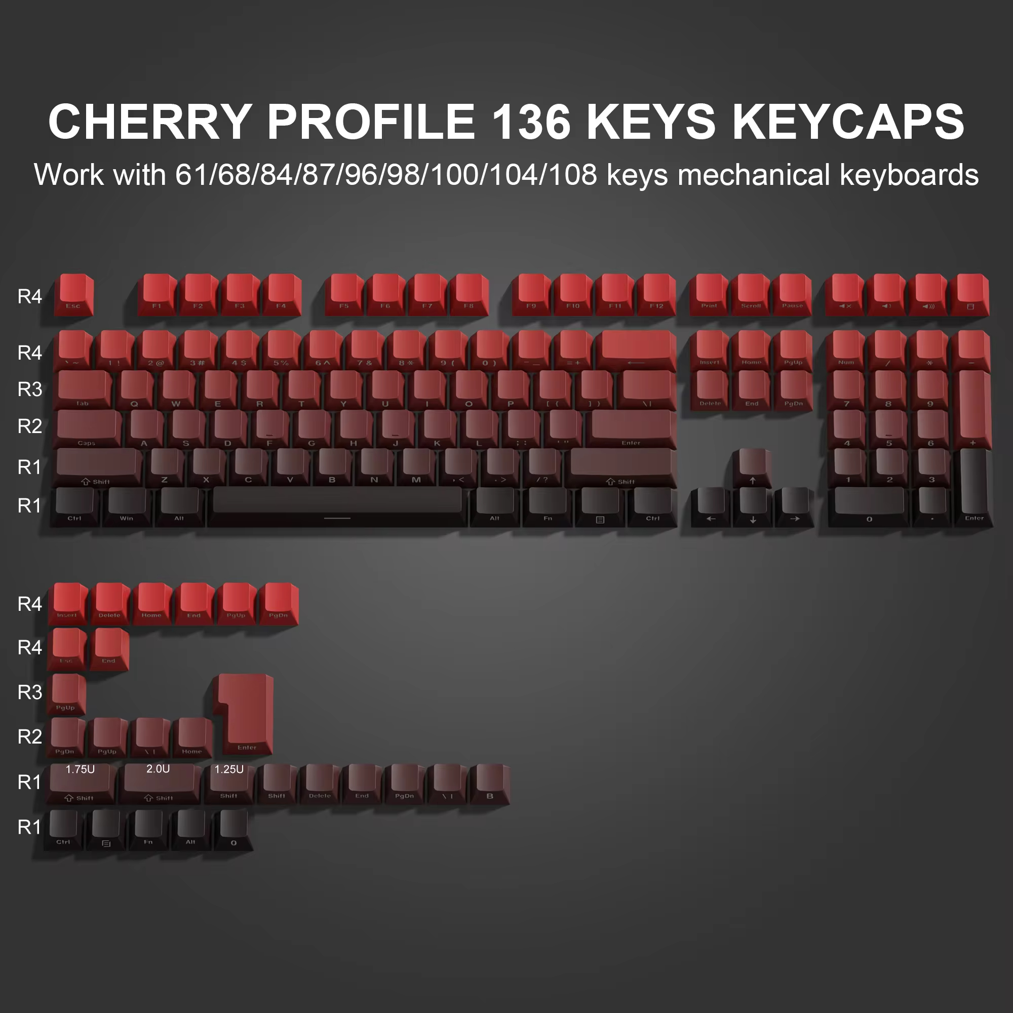 WOMIER 136 Keys Double Shot PBT Keycaps Cherry Profile Side-printed ...