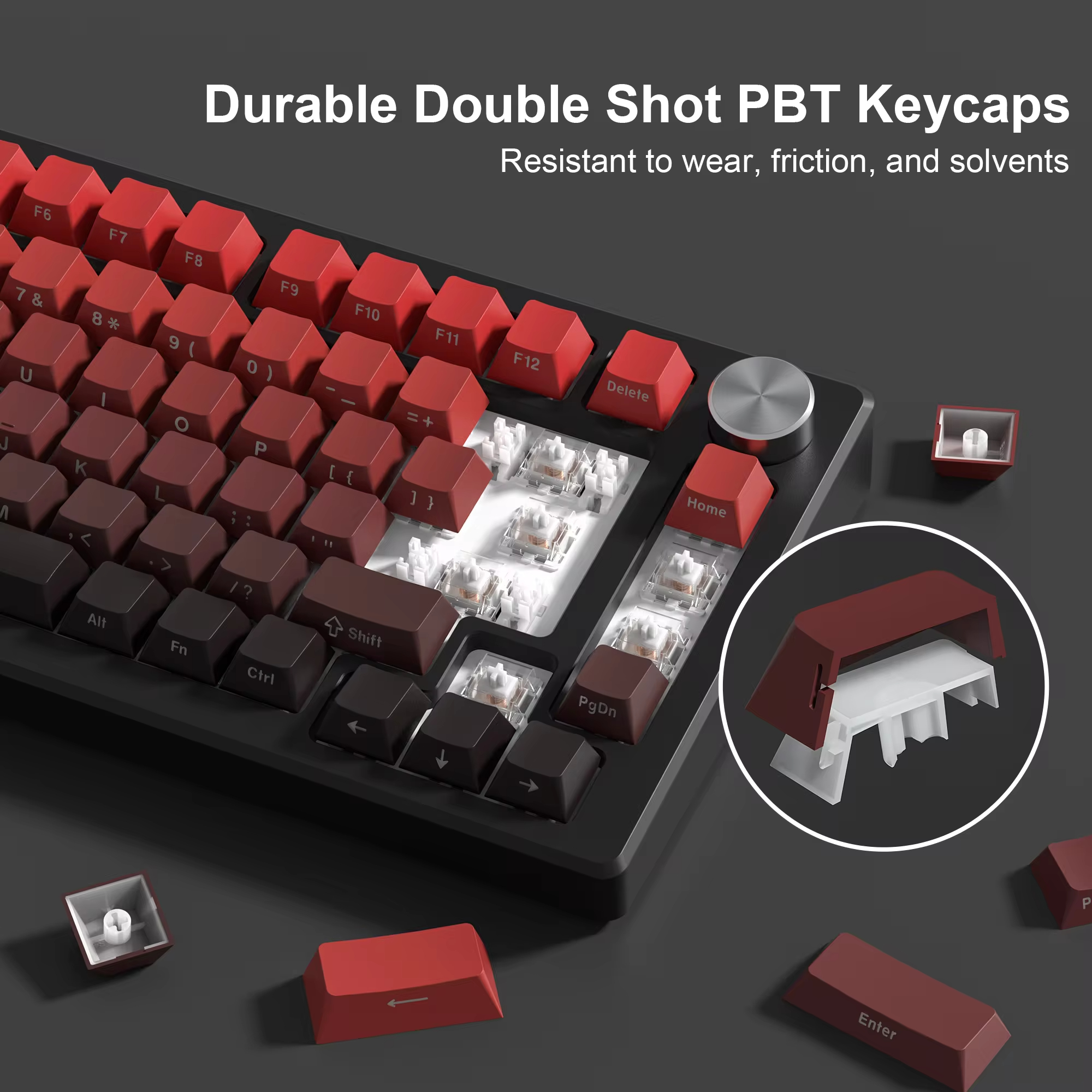 WOMIER 136 Keys Double Shot PBT Keycaps Cherry Profile Side-printed Shine Through Key Cap for ...