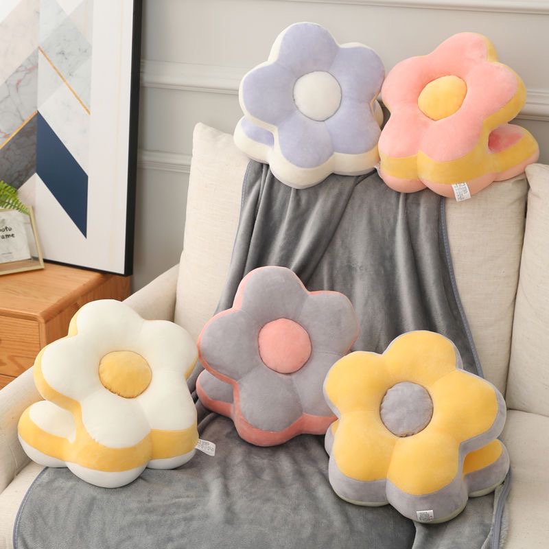 Cute high-color value macaron color flower pillow ice silk nap nap ...