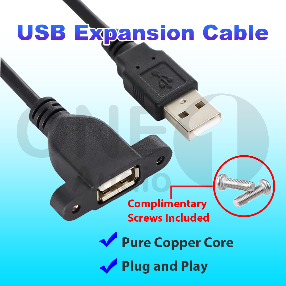 OneAudio 30cm USB Female with Screw Hole to USB Male Expansion Cable ...