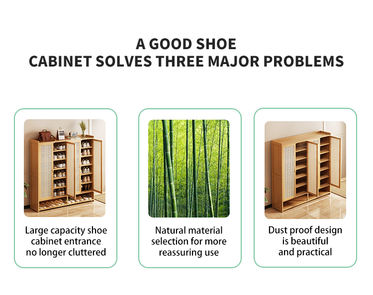 gooreestyle Shoe Cabinet wooden With Rattan Door Breathable Bamboo/Wood ...