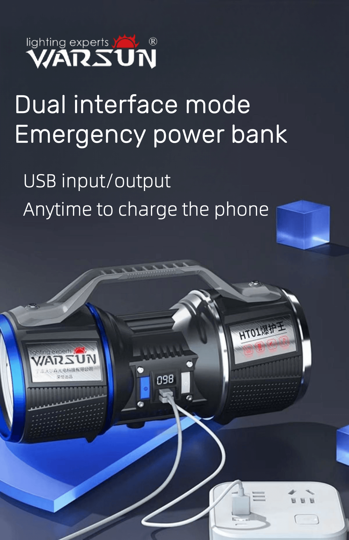 WARSUN D6000 Heavy Duty Flashlight 13000LM - Waterproof Rechargeable ...