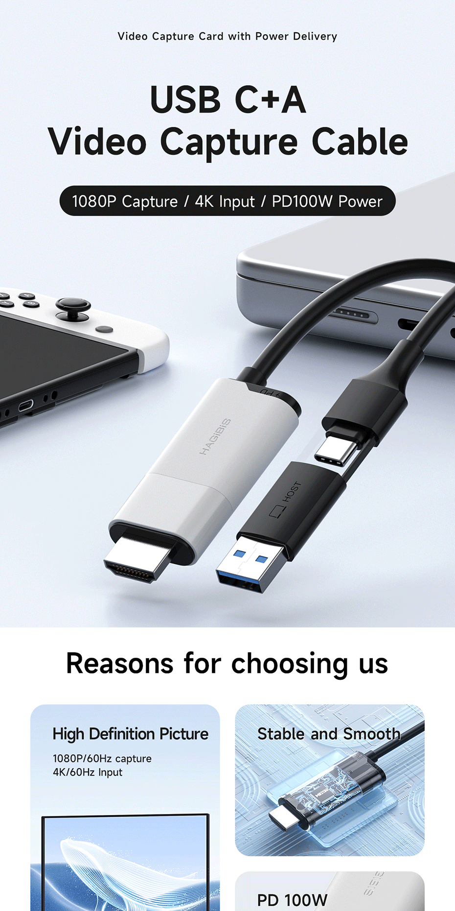 Hagibis USB 3.0 Type-c Video Capture Card USB-A/Type-c Dual interface ...