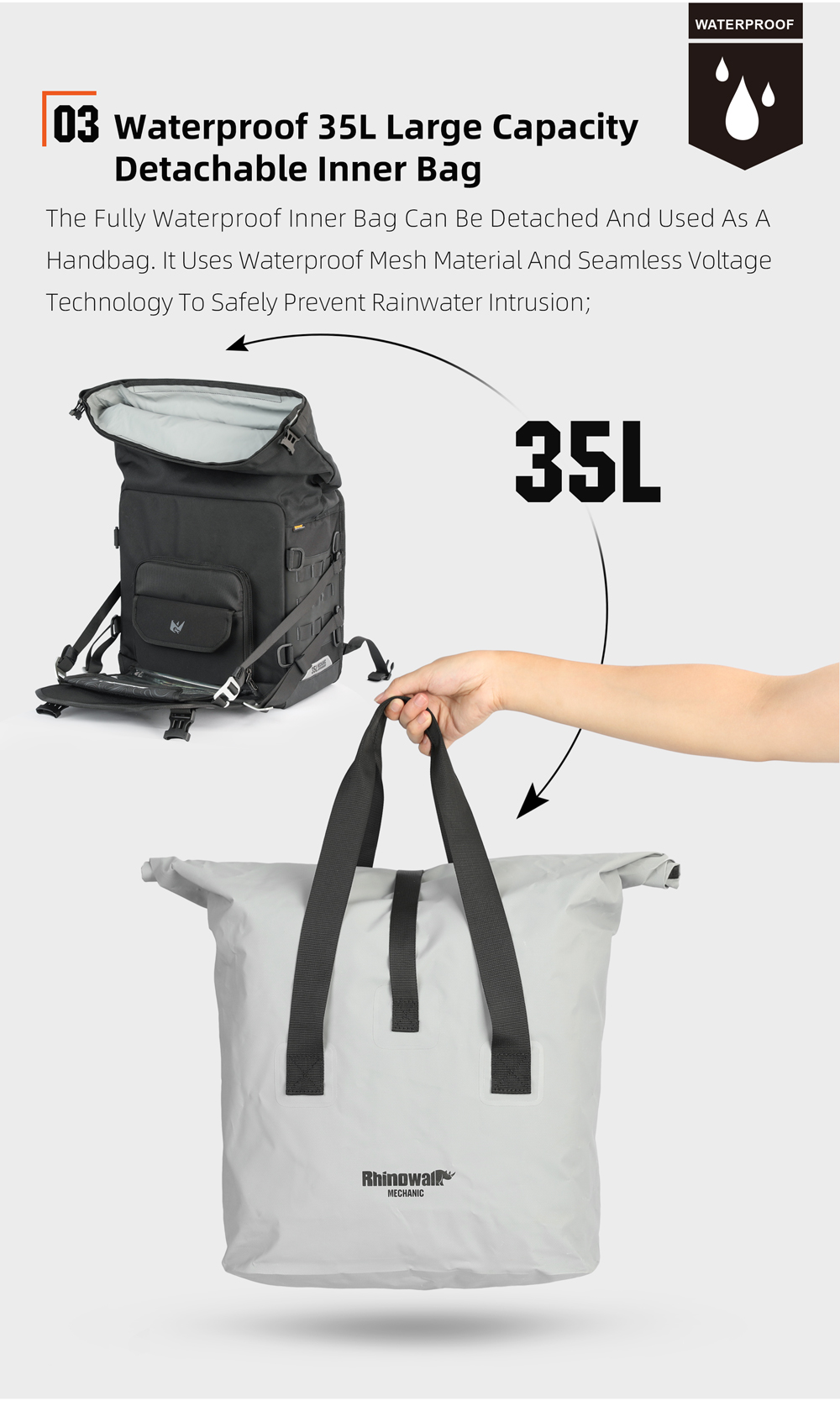 Rhinowalk quick-release motorcycle side bag waterproof Multifunctional ...