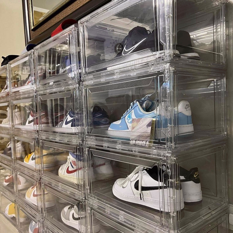 【High Quality】Acrylic Shoe Box Stackable Magnetic Shoe Box Transparent ...
