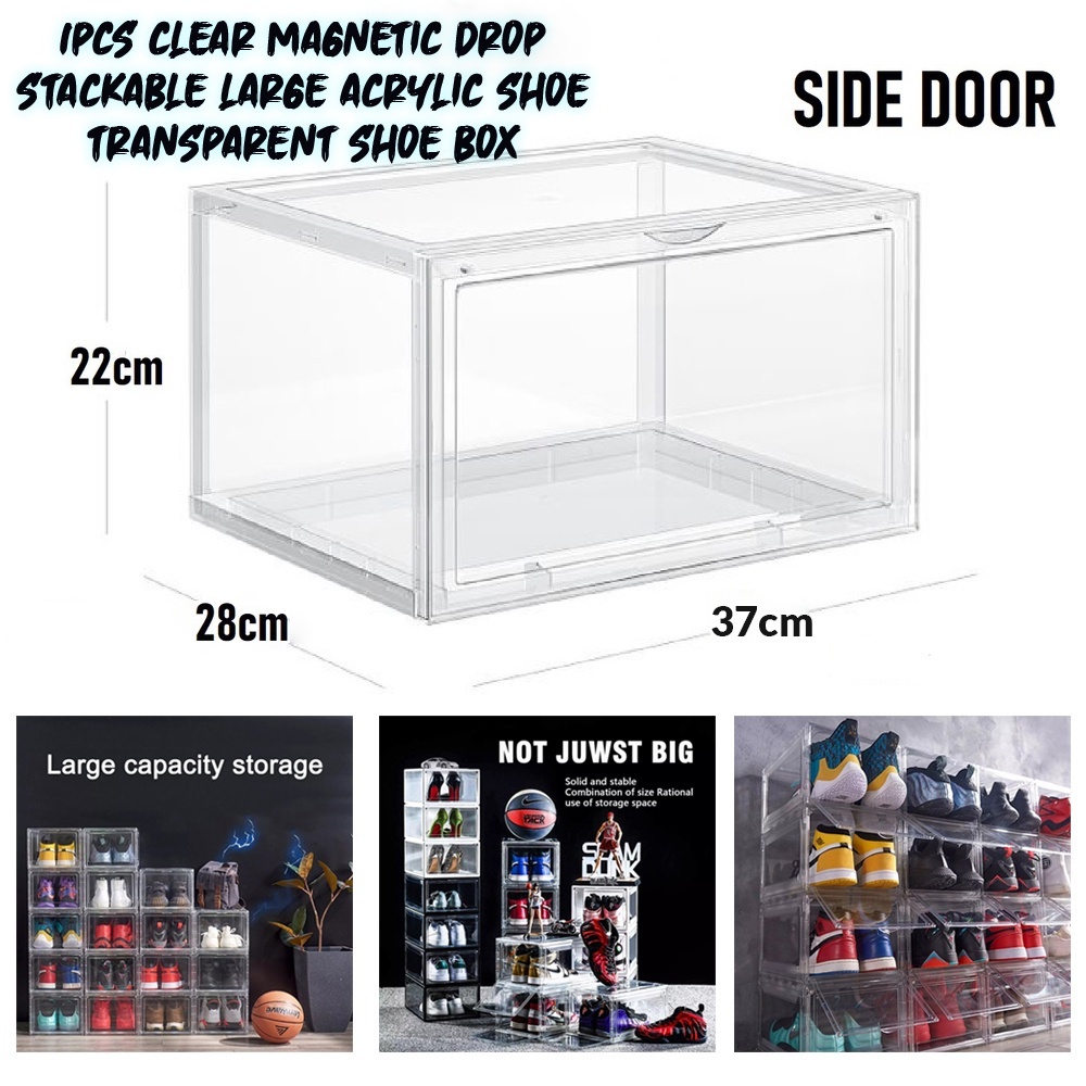【High Quality】Acrylic Shoe Box Stackable Magnetic Shoe Box Transparent ...