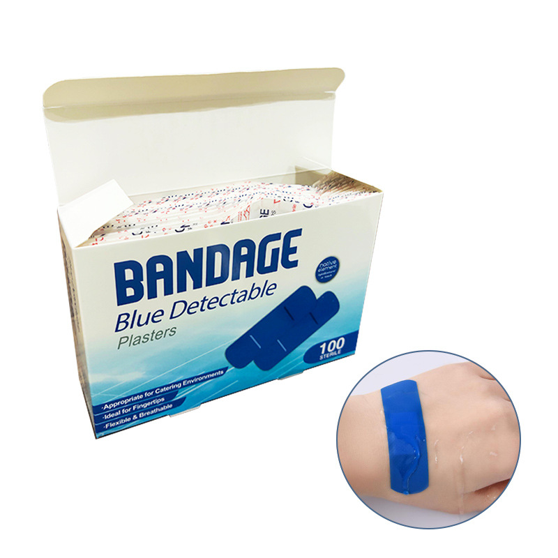 100pcs/box Waterproof Band Aid Blue Metal Detectable Bandage For Wounds ...