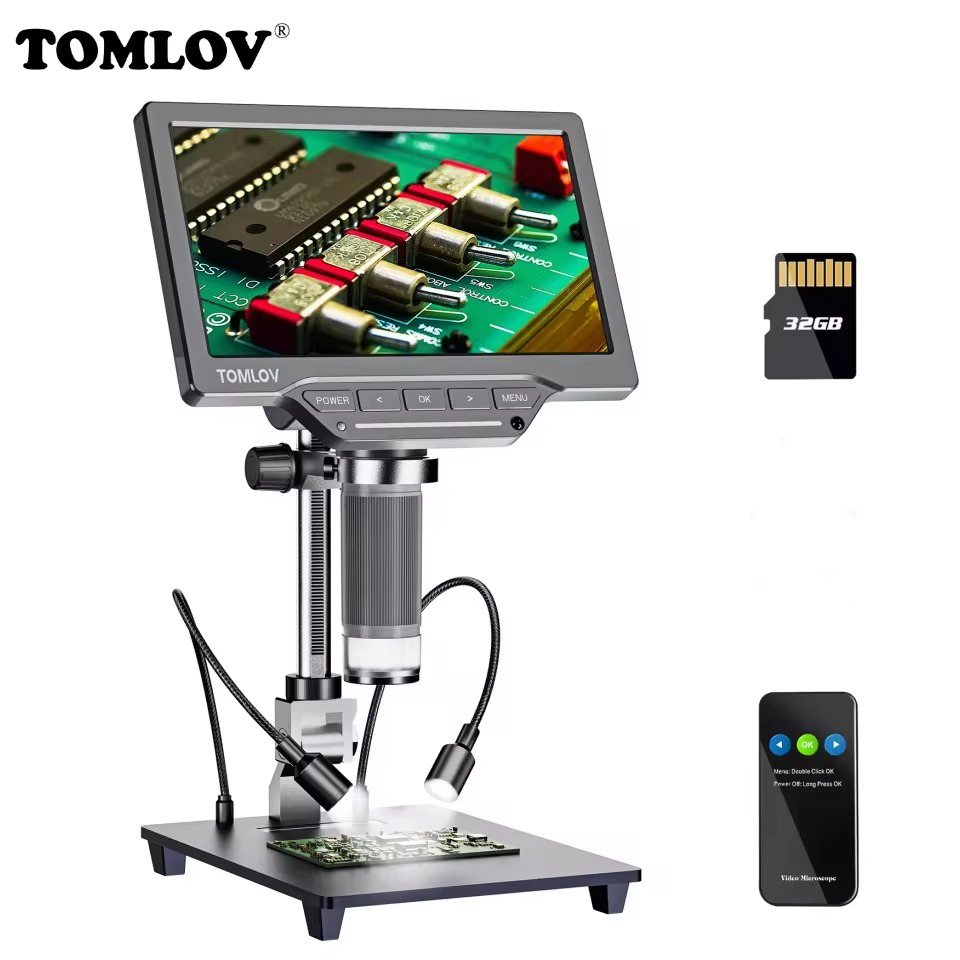 TOMLOV USB Digital Microscope 7 Inch Large Color LCD Screen Inspection ...