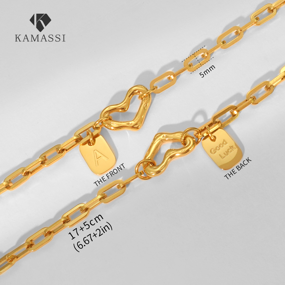 KAMASSI Stainless Steel Heart Shaped Letter Bracelet Hypoallergenic Non ...