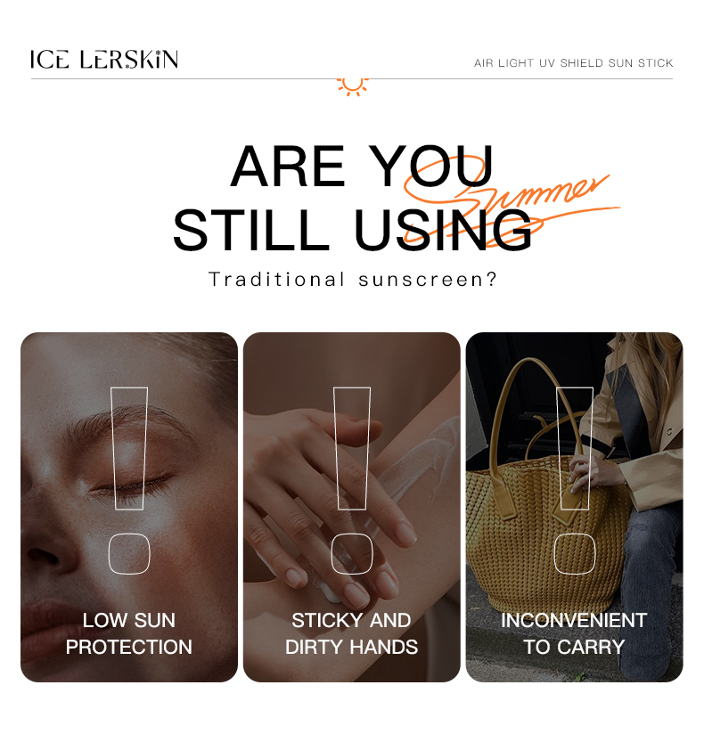 ICE LERSKIN Sunscreen Stick SPF 50+ Sun Stick Oil Control Sweat ...