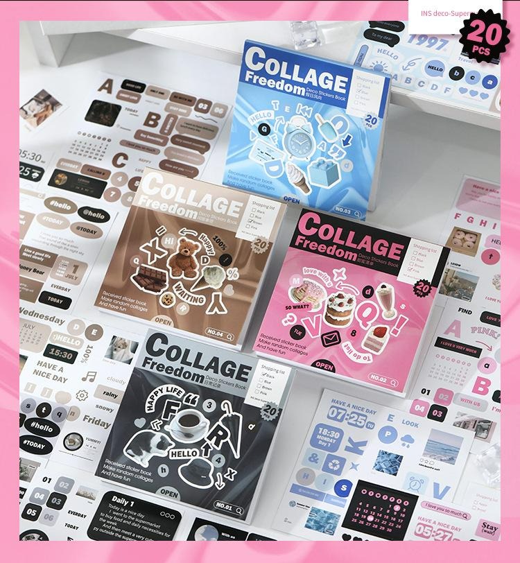Mr. Paper Retro English Collage Sticker Book 20pcs/set Handmade DIY ...