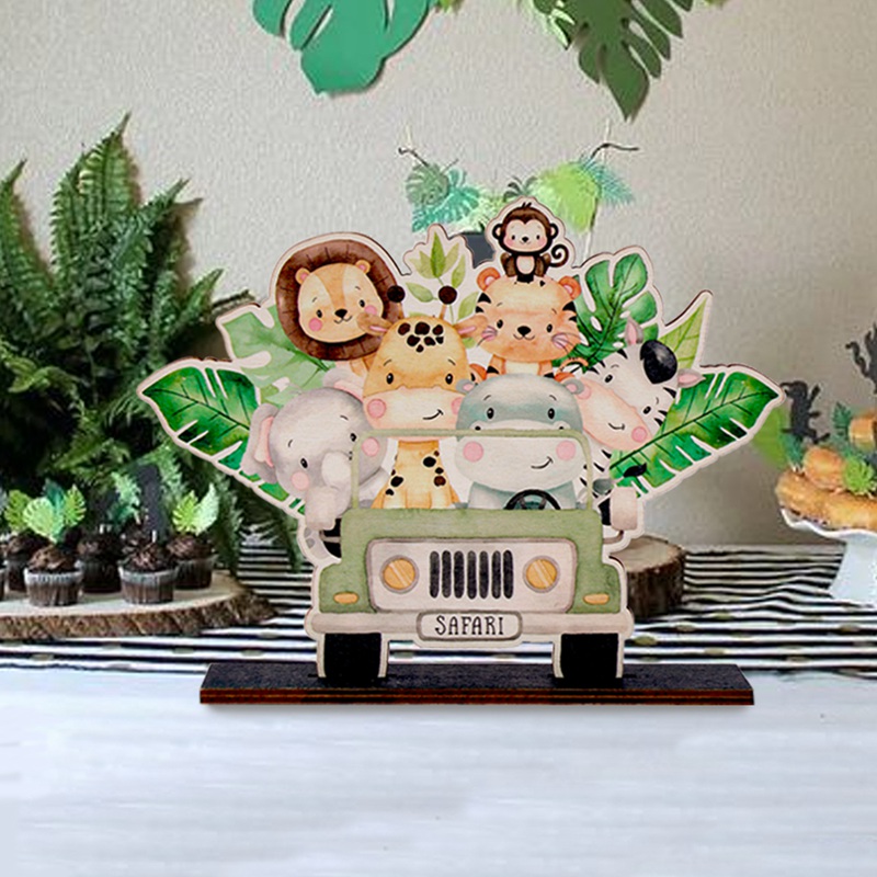 Wild ONE Table Ornaments Cartoon Animal Shaped Stand Safari Theme Party ...