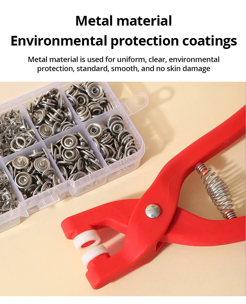 Snap Button Kit With Hand Pressure Pliers 50pcs Snaps Metal Snaps For ...