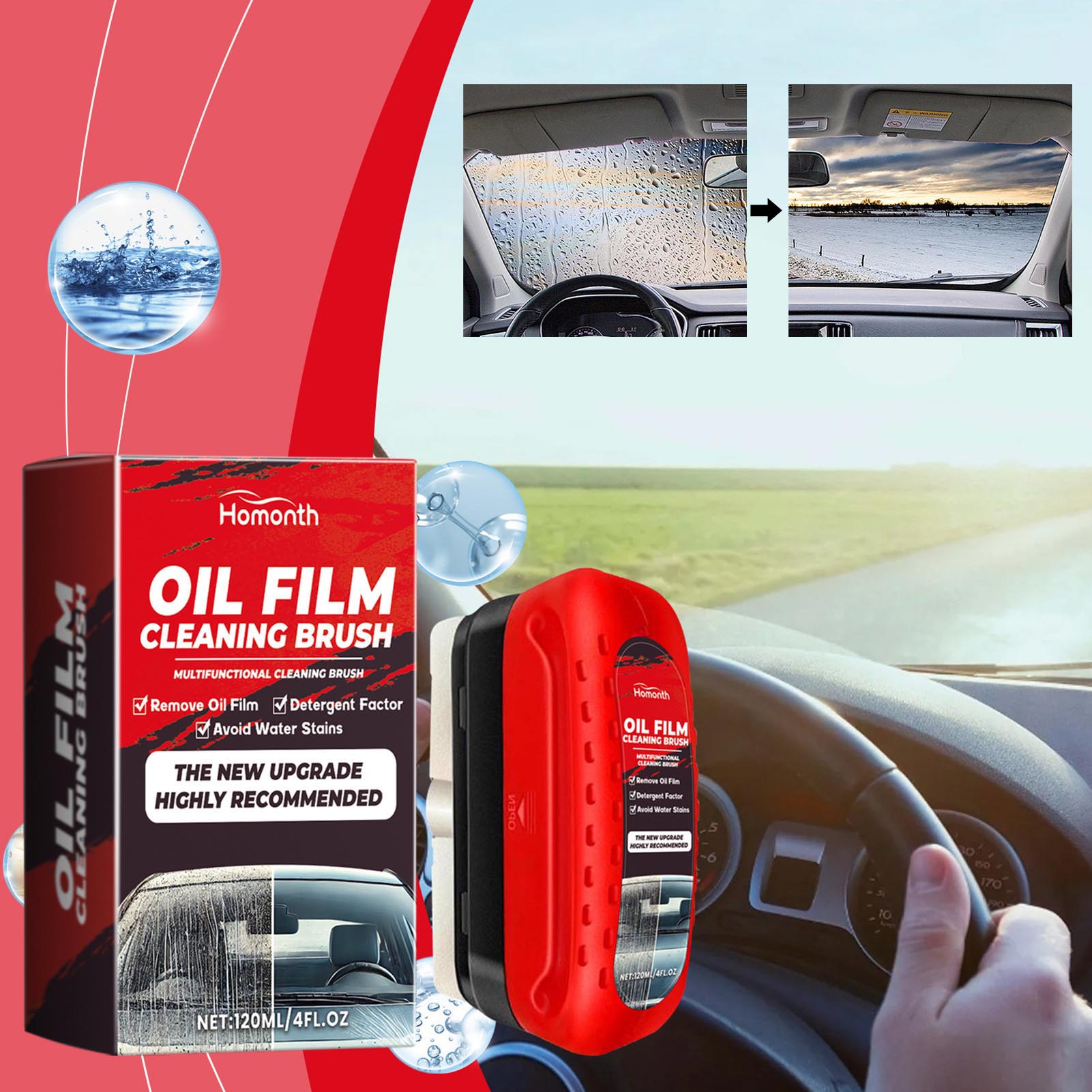 120ML Car Glass Oil Film Cleaner Strong Front Windshield Remover For ...