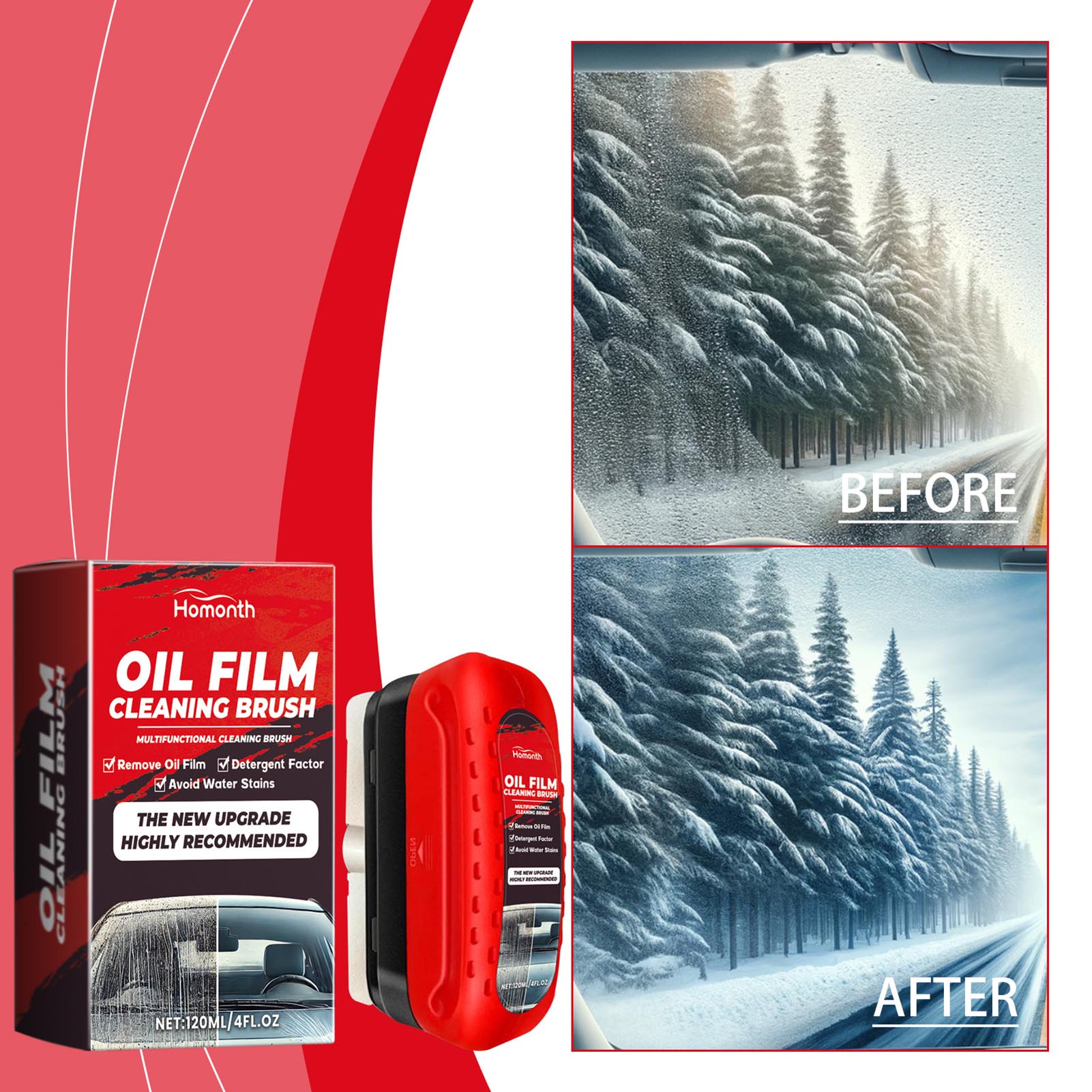 120ML Car Glass Oil Film Cleaner Strong Front Windshield Remover for ...